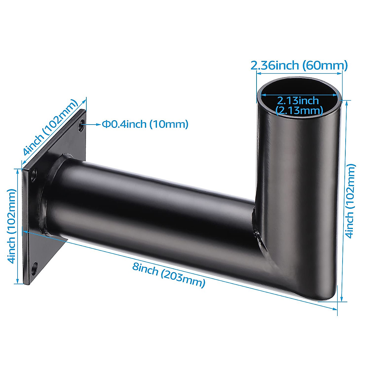 LEONLITE L Shape Wall Mount Bracket for Slip Fit Light, 2-3/8 inch, 90 Degree, 60mm, Shoebox Light Wall Bracket, for Floodlight, Street Light, Parking Lot Light and Outdoor Lighting fixtures