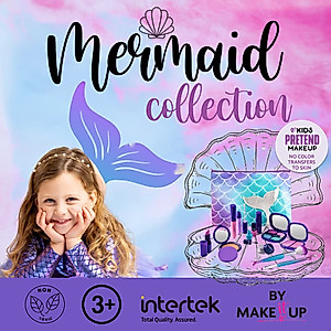 Mermaid Pretend Play Kids Makeup Kit I Toddler Girl Toys Make Up Set with Cosmetic Bag I Toddler Makeup Kit for Toddler Vanity I Pretend Makeup Kit for Girls Gifts Play Makeup Kit for 2 Year Old & Up