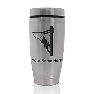 SkunkWerkz Commuter Travel Mug, Lineman, Personalized Engraving Included