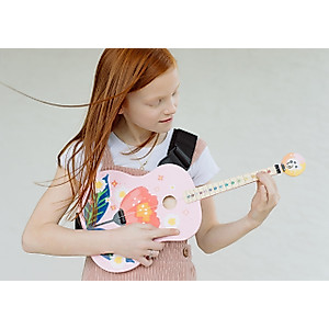 TinkerTar - Pink Floral Acoustic Guitar - The Easiest Way to Start and Learn Guitar - 1 Stringed Toy Instrument for Kids Perfect Intro to Music for Young Kids Ages 3 and up - from Buffalo Games