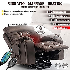 Cobplns 26in Extra Wide Recliner Chair-Living Room Chair，Ultimate Comfortable Goose Down Massage Chair, 400 lbs of Weight-Bearing Power Lift Recliners for Elderly（Dark Brown）