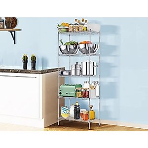 Metal Shelving, 5 Tier 750 Lbs Capacity Wire Shelving with Leveling Feet, Nsf Certified Metal Shelves for Kitchen Pantry Closet Laundry Bathroom Office, 5-shelf Metal Storage Shelves Storage Rack