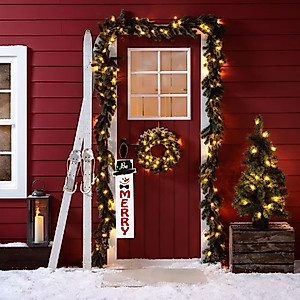 IGMaryBox Christmas Welcome Sign for Front Door Porch Welcome Hanging Sign Christmas Snowman Wooden Hanging Porch Sign Hand Painted Holiday Decoration Wooden Welcome Hanging Sign