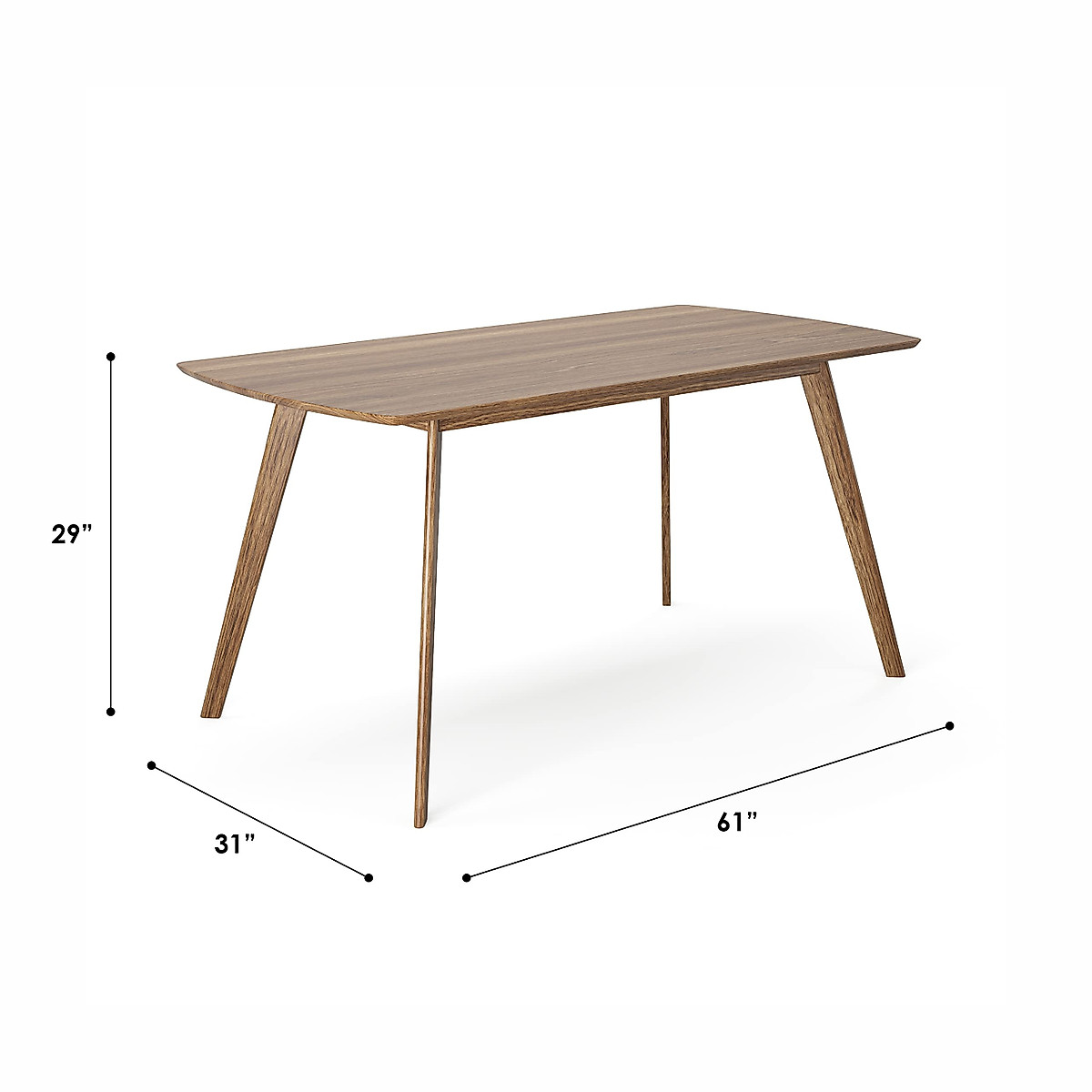 Flats & Castles Wesley Mid-Century Modern Rectangular Dining Table 60" (Rose Oak)