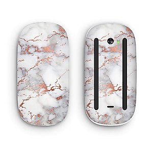 Design Skinz Rose Pink Marble & Digital Gold Frosted Foil V9 Vinyl Decal Compatible with The Apple Magic Mouse 2 (Wireless, Rechargable) with Multi-Touch Surface