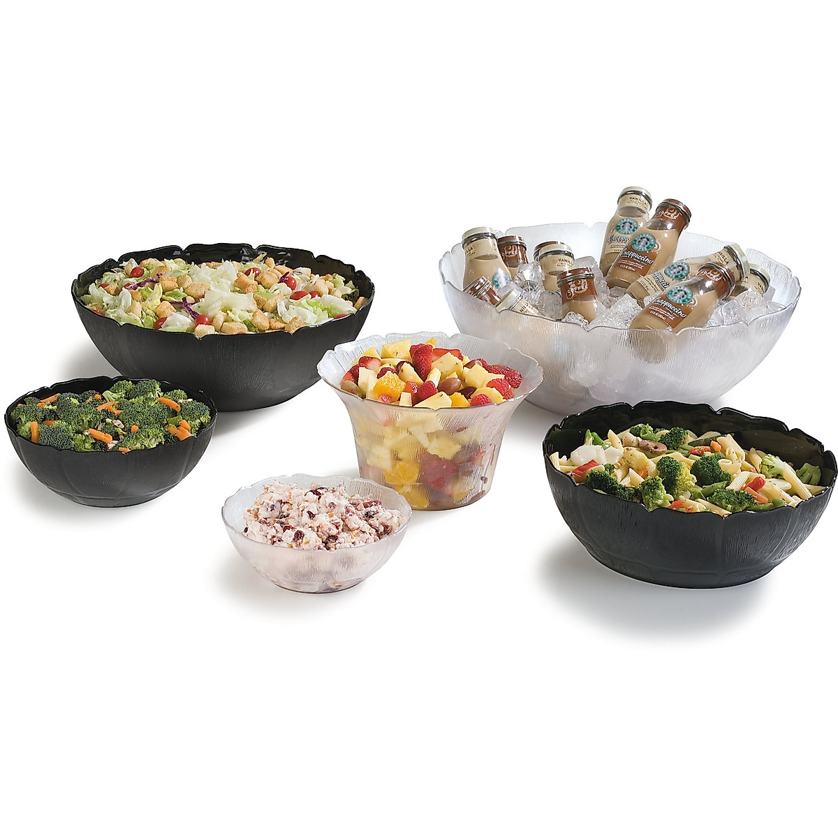 Carlisle FoodService Products Petal Mist Plastic Bowl, 9 Inch Diameter for Catering, Buffets, Restaurants, Polycarbonate (Pc), 2.4 Quarts, Clear, (Pack of 12)