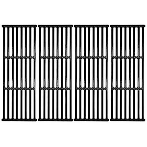 Hongso 17 3/8" Porcelain Polished Cast Iron Cooking Grates Replacement for Broil-Mate, Broil King 9625-67, 9625-84, Baron 320, Baron 340, Baron 440, Huntington and Sterling, PCB005, 4Pcs