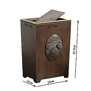 TKFDC Wooden Trash Can, Simple Creative Japanese Style Trash Can Home Living Room Bedroom Office Storage Bucket Trash Can