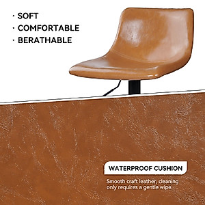 Nalupatio Bar Stools Set of 2, Modern PU Leather Adjustable Swivel Bar Stool, Counter Height Barstools for Home Kitchen Island, Brown