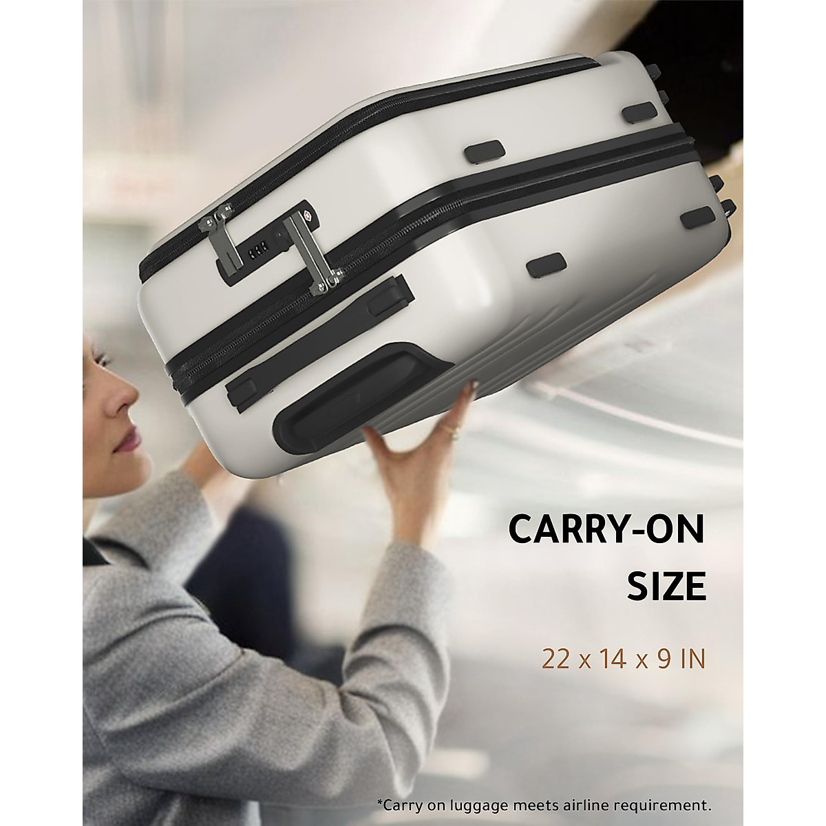 LUGGEX Carry On Luggage with Pocket Compartment - Polycarbonate Expandable Luggage with USB Port - Travel Suitcase with Wheels Airline Approved, Lightweight