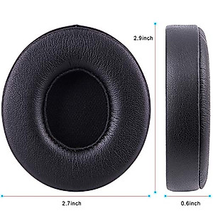 Professional Replacement Ear Pads,Earpads Compatible with Beats Solo 2 & Solo 3 Wireless On-Ear Headphones,Soft Protein Leather,Noise Isolation Memory Foam,Strong Adhesive Tape,2 Pieces