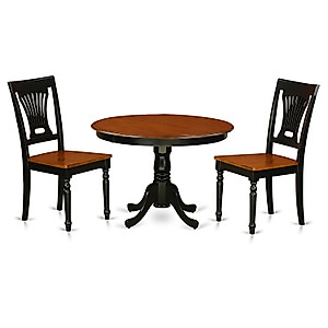 East West Furniture Hartland 3 Piece Kitchen Set Contains a Round Table with Pedestal and 2 Dining Room Chairs, 42x42 Inch, Black & Cherry
