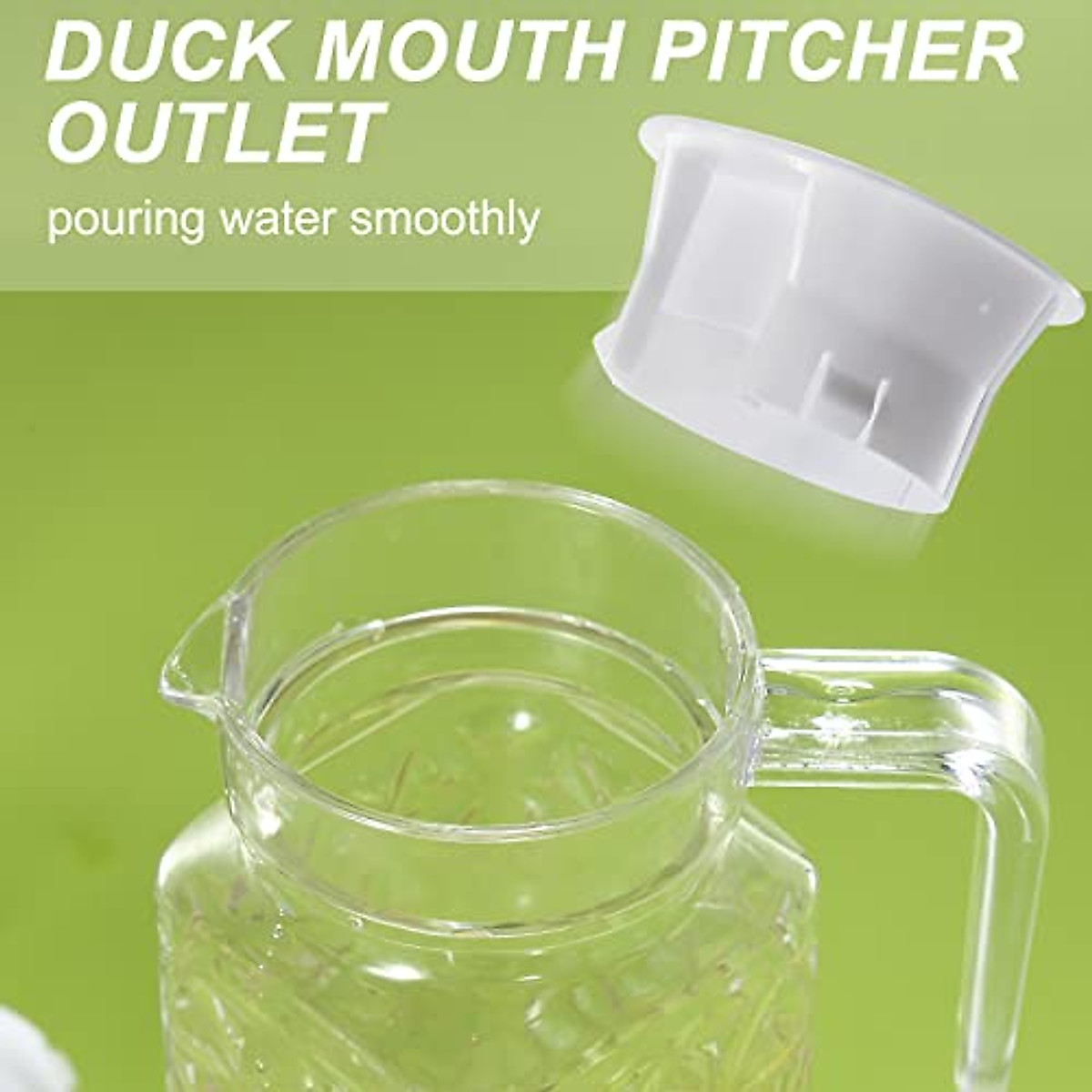 Acrylic Pitcher 37 oz, OEH Unbreakable Plastic Pitcher, Clear Plastic Pitcher with Lid, BPA-Free, Heat-Resistant Small Plastic Water Pitcher for Tea, Sangria, Lemonade, Juice, Milk, Diamond