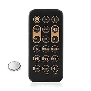 Loyeenha Remote Control for Klipsch R4B R-4B 1062590 RSB8 RSB-8 SB6 RSB6 RSB-6 RSB-3 RSB3 Sound Bar Speaker and Coin Battery
