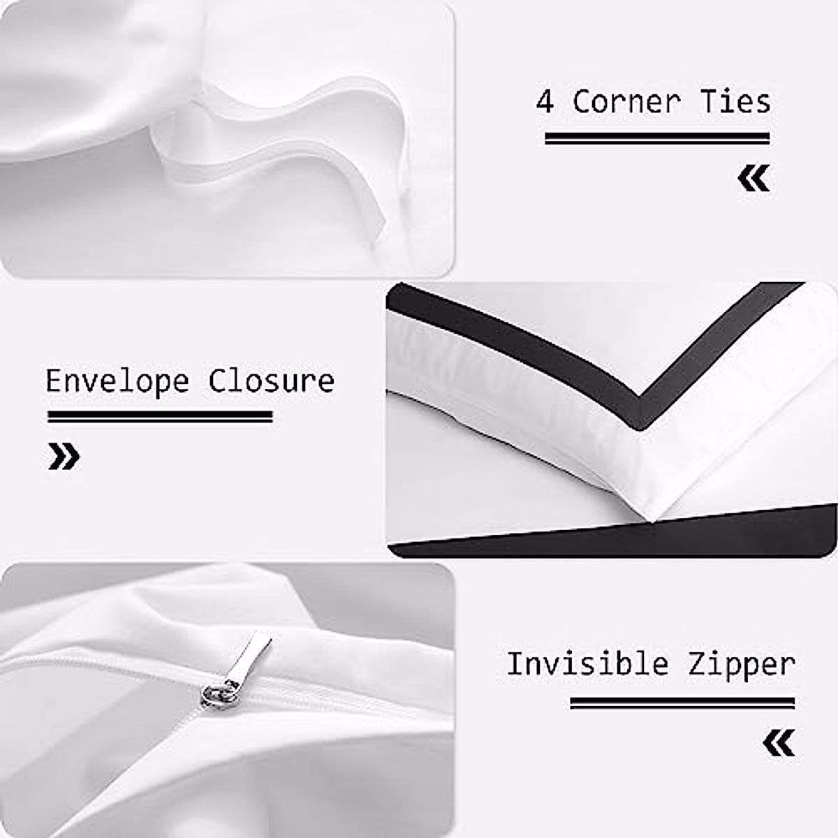 OSVINO Hotel Duvet Cover Set Queen Size 3Pcs Microfiber Black Line Pattern Bedding Collection Ultra Soft Breathable Duvet Cover with Pillowcases