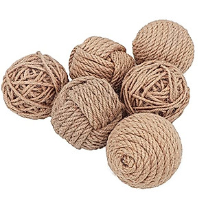 Pack of 6 Orbs Decorative Balls 2.8" Assorted Jute Rope Spheres Orbs Rustic Decorative Balls for Centerpiece Bowl Fillers Farmehouse, Vase Tray Filler, Home Tabletop Décor, Housewarming Gift (Brown)