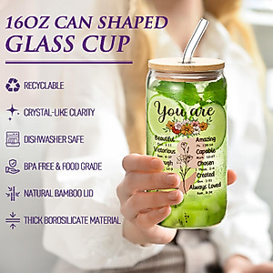 Christian Gifts for Women Faith, Inspirational Gifts Religious Gifts for Women, Catholic Spiritual Gifts Birthday Christmas Gifts for Women Mom Sister Best Friends Wife Coworkers w/ 16Oz Can Glass Cup