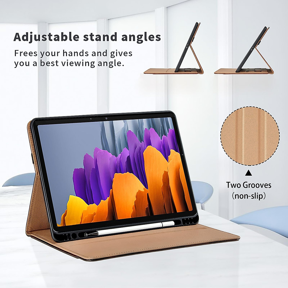 Case for Samsung Galaxy Tab S8 2022/S7 2020 11 Inch - Model(SM-X700/X706/T870/T875/T878) with S Pen Holder, PU Leather Bussiness Flip Case with Hand Strap and Pocket, Black