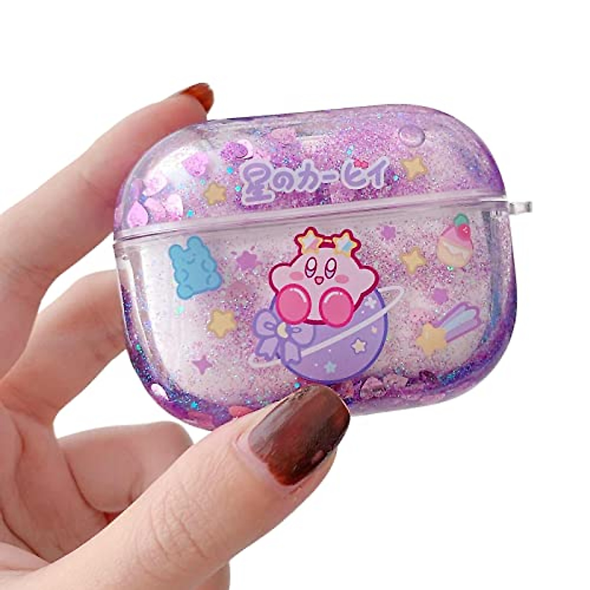 Cute AirPod 3 Case Japan Cartoon Anime Design Clear Glitter Liquid Quciksand Hard Protective Cover Compatible with Airpods 3rd Generation Case 2021 for Women and Girls