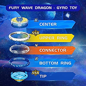 Infinity Nado Battling Top Burst Gyro Toy, Spinning Top w/Sword Launcher, Battle Game Set Toys for 5 6 7 8 9 10 Years Old Boys Girls, Gifts for Boys Girls Kids - Fury Wave Dragon