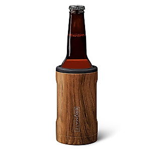 BrüMate Hopsulator Bott'l Insulated Bottle Cooler for Standard 12oz Glass Bottles | Glass Bottle Insulated Stainless Steel Drink Holder for Beer and Soda (Walnut)
