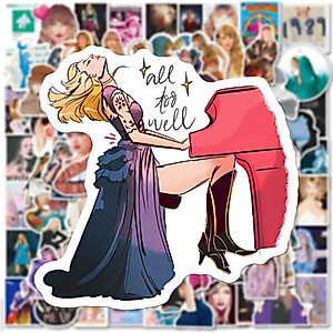 JXJMYU 100pcs Tayloris Music Sticker for Adult, Female Pop Singer Ablum Stickers for Teen Girl, Waterproof Vinyl Sticker for Water Bottle Laptop Phone Party Favors