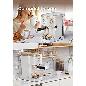 Gevi Espresso Machine 20 Bar High Pressure,Compact Espresso Machines with Milk Frother Steam Wand,Cappuccino & Latte Maker with Volume Control for Home,Espresso Maker，Gift for Coffee Lover