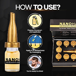 NanoHair by Bubbly Multi Effect Hair Strengthening Serum, Root Activator Hair Treatment Oil Serum To Make Your Hair Look Stronger, Longer and Healthier, 0.17 Fl Oz/5 mL x 10 pcs