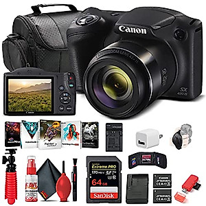 Canon PowerShot SX420 is Digital Camera (Black) (1068C001), 64GB Card, NB11L Battery, Corel Photo Software, Charger, Card Reader, Soft Bag, Tripod, Hand Strap + More (Renewed)