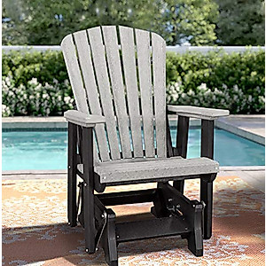 American Furniture Classics OS Home and Office Model 515LGB Fan Back Glider Made in the USA- Light Gray, Black