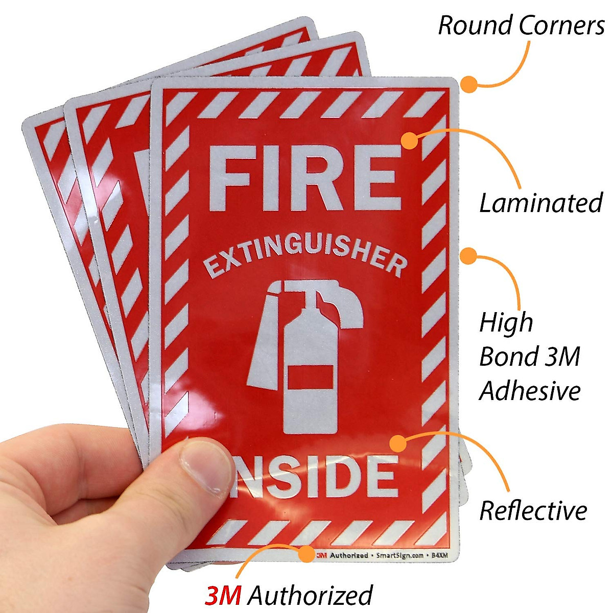 SmartSign Fire Extinguisher Inside Label | 4" x 6" Engineer Grade Reflective, Pack of 3, Made in USA