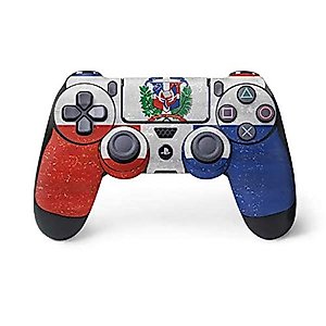 Skinit Decal Gaming Skin for PS4 Controller - Officially Licensed Originally Designed Dominican Republic Flag Faded Design