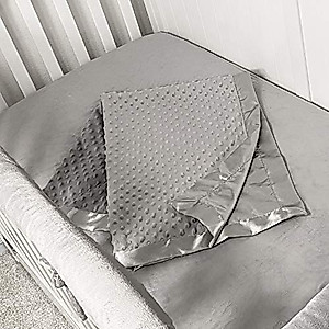 American Baby Company Heavenly Soft Chenille Receiving Blanket, 2-Layer Design with Minky Dot & Silky Satin, Gray, 30" x 40" for Boys and Girls