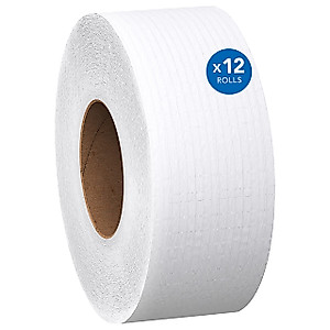 Scott Essential Jumbo Roll JR. Commercial Toilet Paper (67805), 100% Recycled Fiber, 2-PLY, White, 12 Rolls / Case, 1000' / Roll
