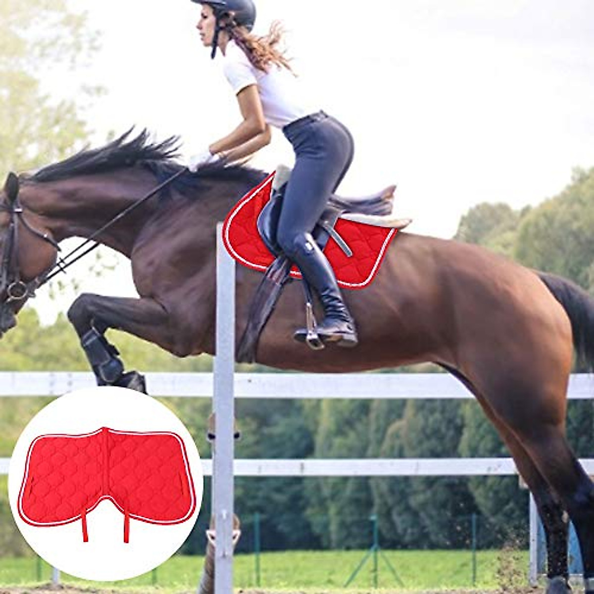 Horse Saddle Pad, Horse Saddle Mat, Double Rope Breathable for Horse Equipment Racecourse Saddle Mat Racetrack(red)