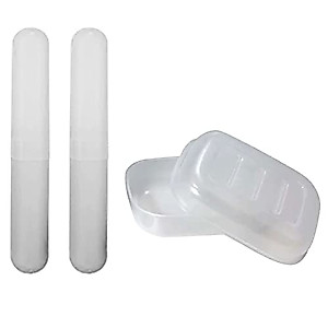 2 Sets Toothbrush Holder Cover Soap Dish Case Bath Containers Travel Organizer