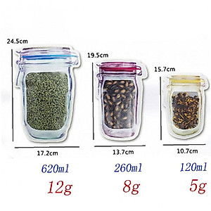 10pc Food Storage Containers Reusable Silicone Food Bags Jar-Shaped Bag Lunch Snacks Fruit Bag for Picnic Travel