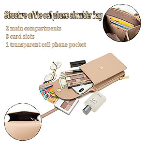 Skyearman Crossbody Cellphone Purse with Handle Womens Touch Screen Phone Bag Small Shoulder Purse for iPhone 1212 MiniXXR (Khaki)