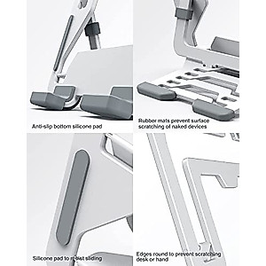 elitehood Aluminum Tablet Stand Holder, Adjustable Portable Desktop Holder Dock, 7.9" Wide - Foldable and Slim iPad Stand Compatible with iPad Pro 12.9, 11, Air 4, Mini 6, iPhone, Kindle, Cell Phone