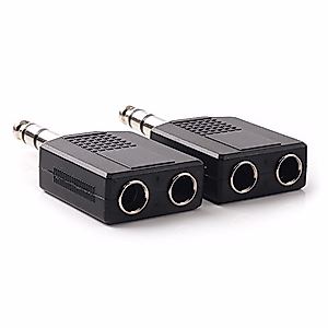 NANYI 6.35mm (1/4 Inch) Male TRS to Two 6.35mm (1/4 Inch) Female Audio Heads, 6.5mm One-Two Stereo Interconnect Audio Adapter, 2Pack (6.35mm M-2x6.35mm F-TRS)