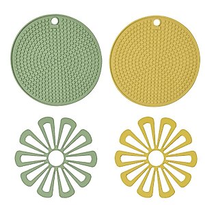 4PCS Silicone Trivet Mat, Heat Resistant Pot Holders, Multipurpose Non-Slip Kitchen Hot Pads for Countertops & Tables, Kitchen Trivets for Hot Dishes & Cookware, Hot Pot Holder for Pots & Pans