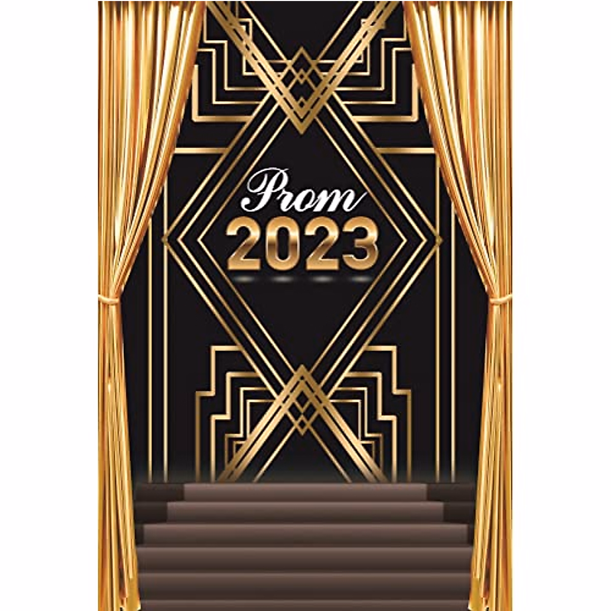Eainb Graduation Celebration Backdrop Grade 2023 Prom Party Decoration Banner Graduation Party Photography Background Gold Curtain Stairs Student Teacher Portrait Photoshoot Prop,4x6ft