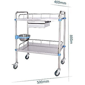 JYDQM Stainless Steel Trolley-Double Cart Trolley Trolley Care Dressing Medical Cart Clinic Beauty Trolley (Size : 80)