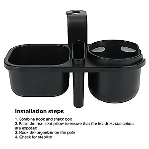 Car Back Seat Cup Organizer Cell Phone Drink Holder Headrest Backseat Holder Tray Black