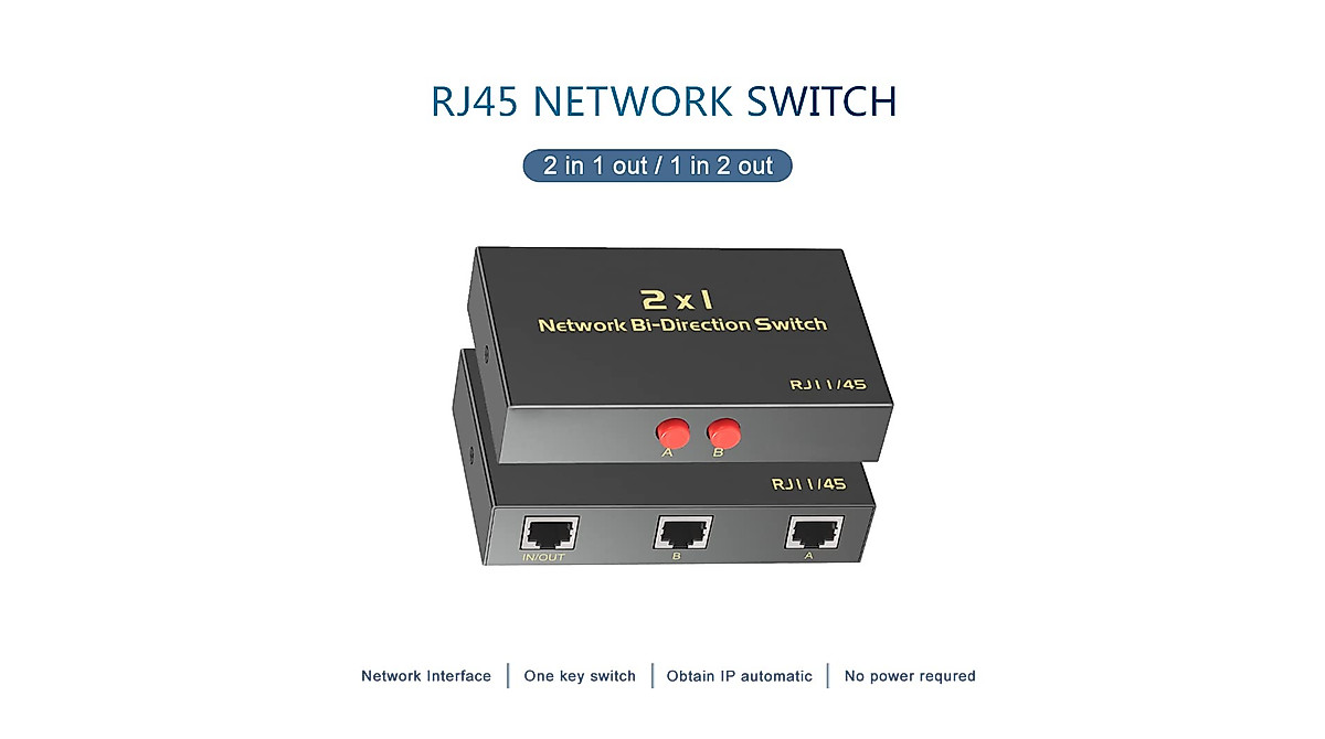 RJ45 Network Switch Selector 2 in 1 Out or 1 in 2 Out, Ethernet Switch ...