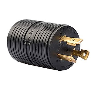 RVGUARD Generator Adapter Plug 3 Prong to 4 Prong, NEMA L5-30R to NEMA L14-30R Locking Adapter.