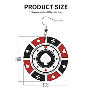 Funny Poker Card Faux Leather Earrings For Women Lightweight Round Dangle Earrings Gift