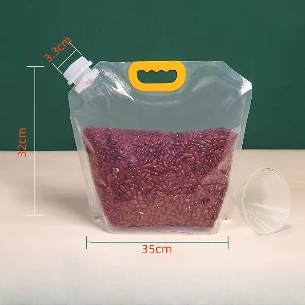 5pcsFood Storage Bags, Grain Moisture-proof Sealed Bag,Stand Up Food Bags Large Reusable Sealed Bag with Handle and Cap BPA Free