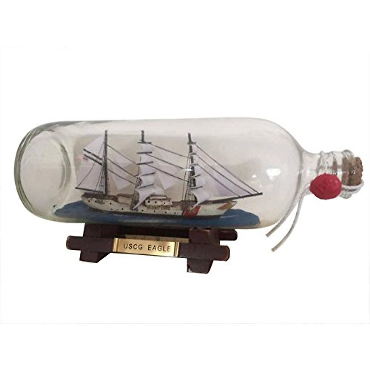 Hampton Nautical United States Coast Guard USCG Eagle Model Ship in A Glass Bottle, 9" , White,96 months to 600 months
