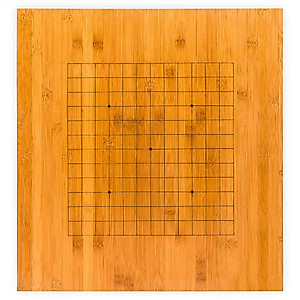 Yellow Mountain Imports Bamboo 0.8-Inch Etched Reversible 19x19 / 13x13 Go Game Set Board with Single Convex Melamine Stones and Bamboo Bowls Set - Classic Strategy Board Game (Baduk/Weiqi)